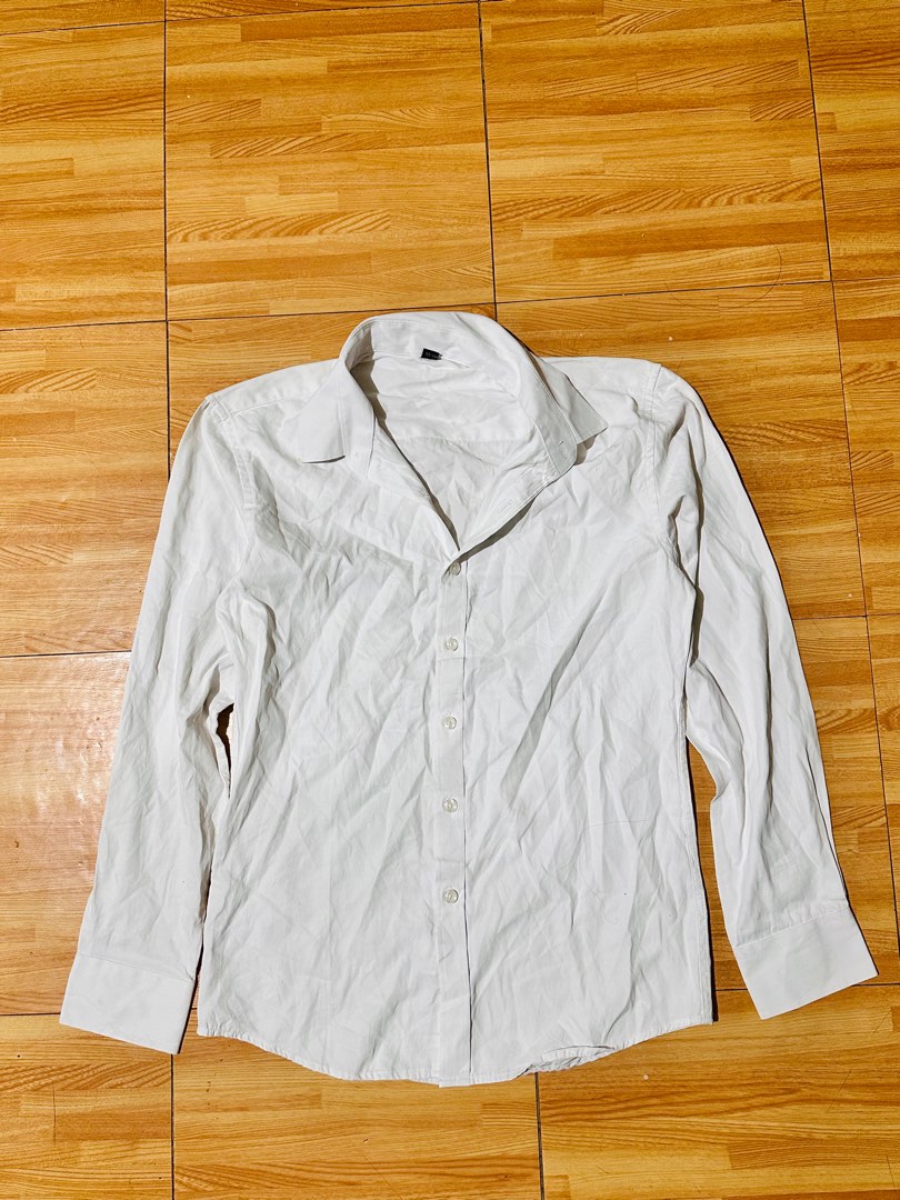 plain white long sleeve polo for men men’s office corporate formal ...