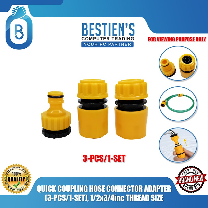 QUICK COUPLING HOSE CONNECTOR ADAPTER (3-PCS/1-SET), 1/2x3/4inc THREAD ...