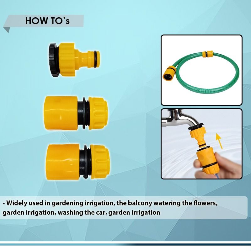 QUICK COUPLING HOSE CONNECTOR ADAPTER (3-PCS/1-SET), 1/2x3/4inc THREAD ...