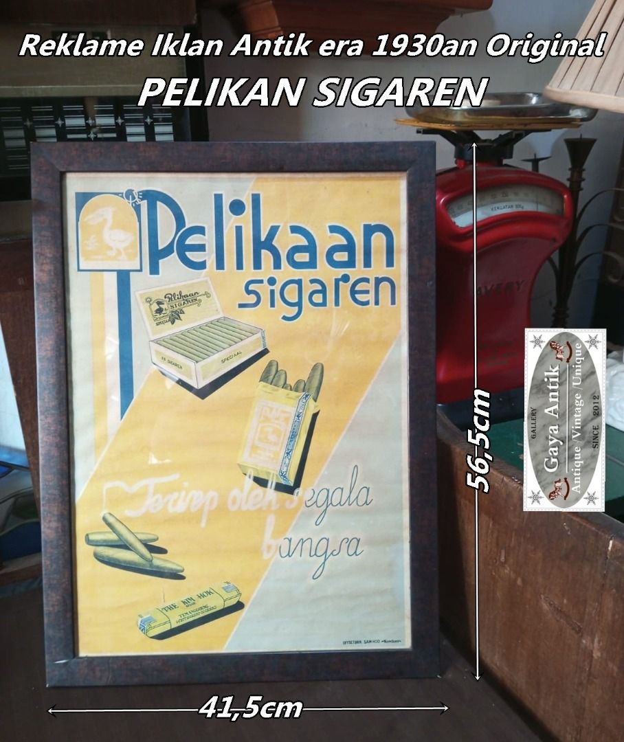 Reklame Iklan Antik era 1930an Original PELIKAN SIGAREN, Antik, Lainnya ...