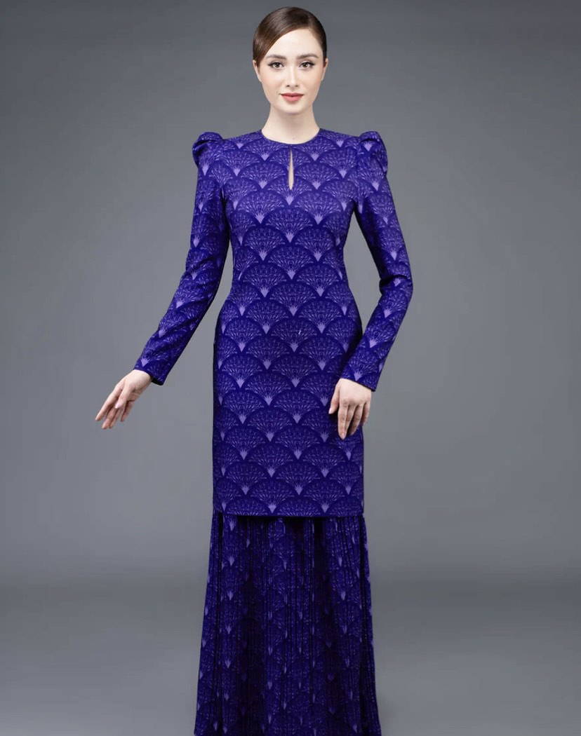 RizmanRuzaini Baju Kurung Modern Pleated Shell in Violet, Women's ...
