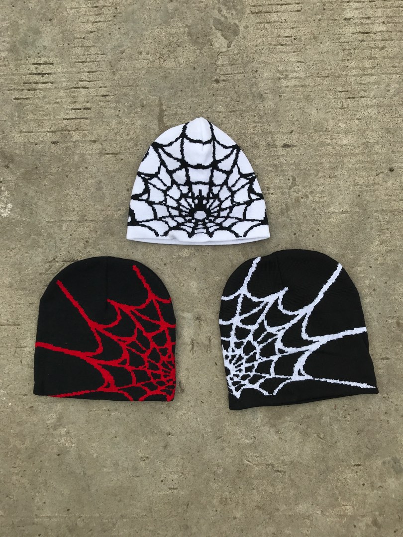 Spider Web Beanie Y2K, Men's Fashion, Watches & Accessories, Caps ...
