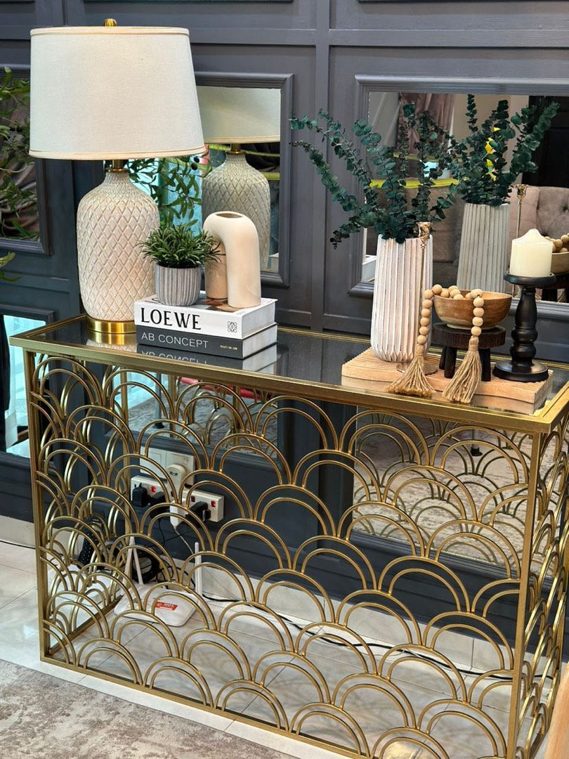 SSF Golden Fish Scale Console Table, Furniture & Home Living, Furniture ...