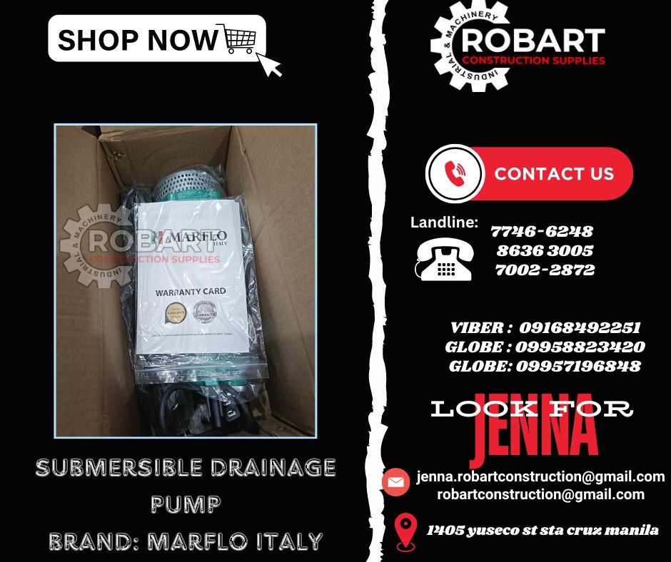Submersible Drainage Pump Brand: Marflo Italy 1/2 HP, Commercial ...