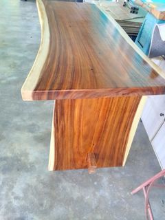 6-8 Seaters 7ft Dining Table Meja Maka Raintree solid wood slab ...