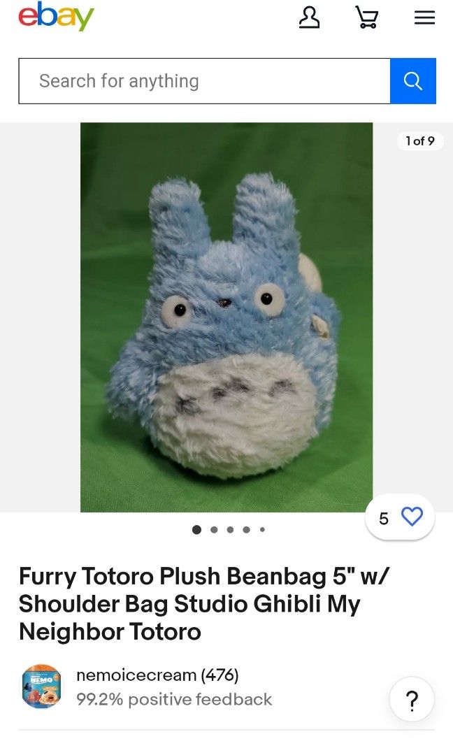 Totoro blue Chu Studio Ghibli small Plush doll- Sun Arrow etiketa ...