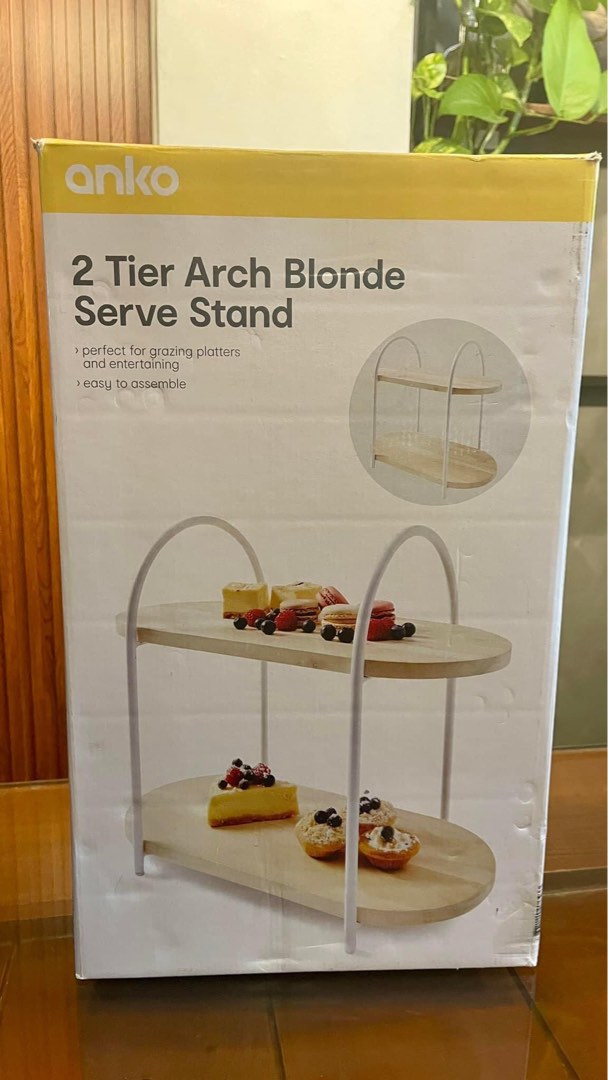 Anko 2 Tier Arch Blonde Serve Stand, Furniture & Home Living ...