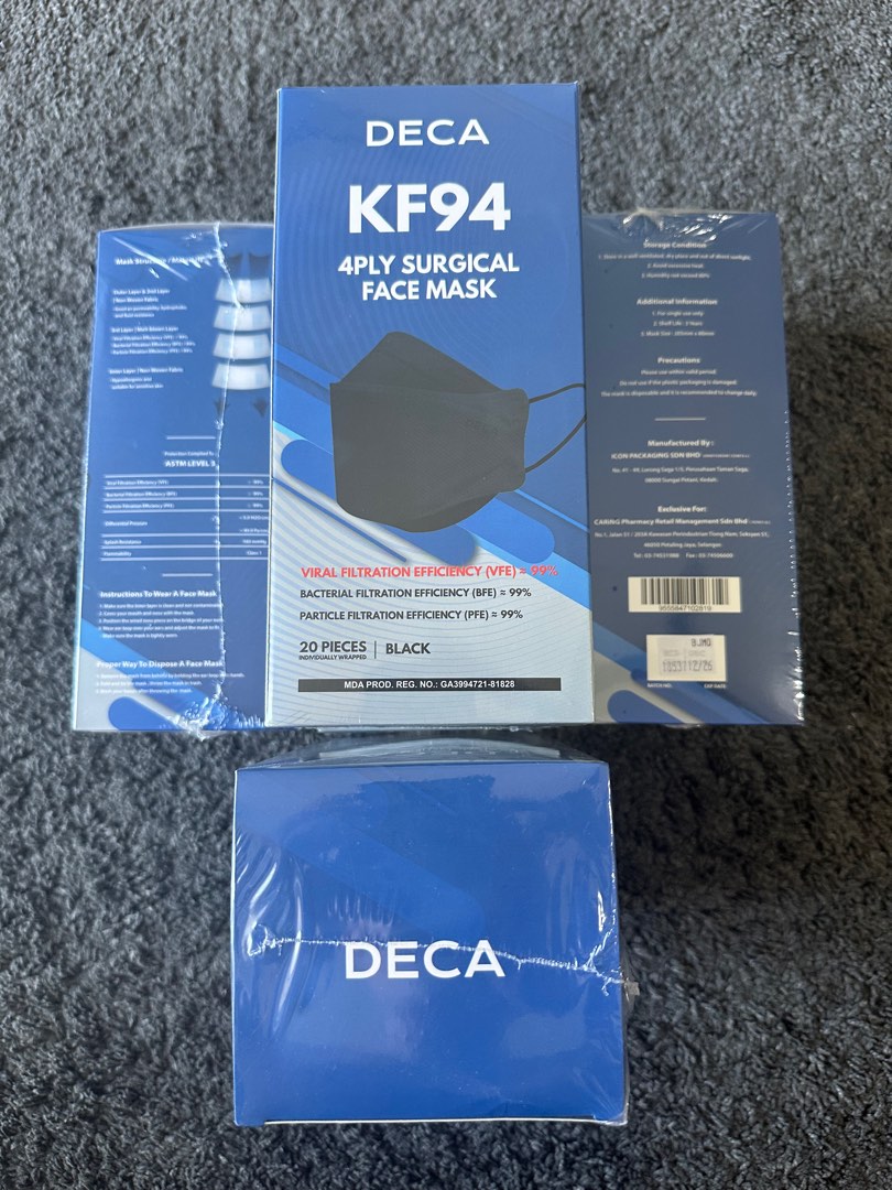 DECA KF94 4Ply Surgical Face Adult Disposable Mask 20s, Health ...