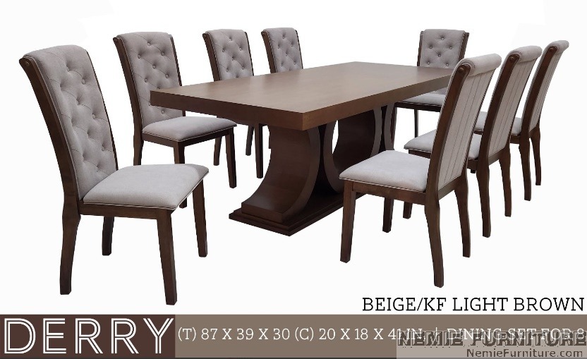 DERRY dining table with 8 chairs, Furniture & Home Living, Furniture ...