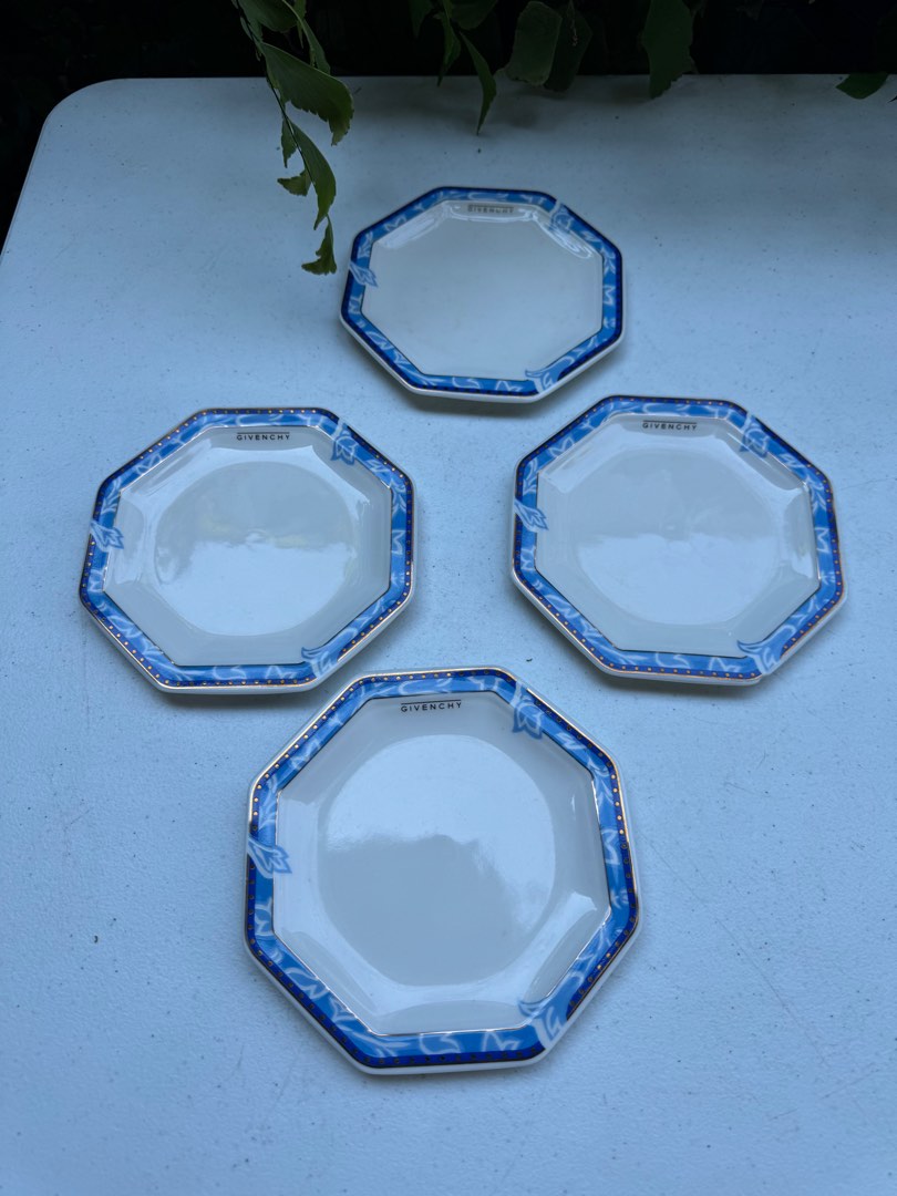 Four pieces octagon givenchy bread plates, Furniture & Home Living ...