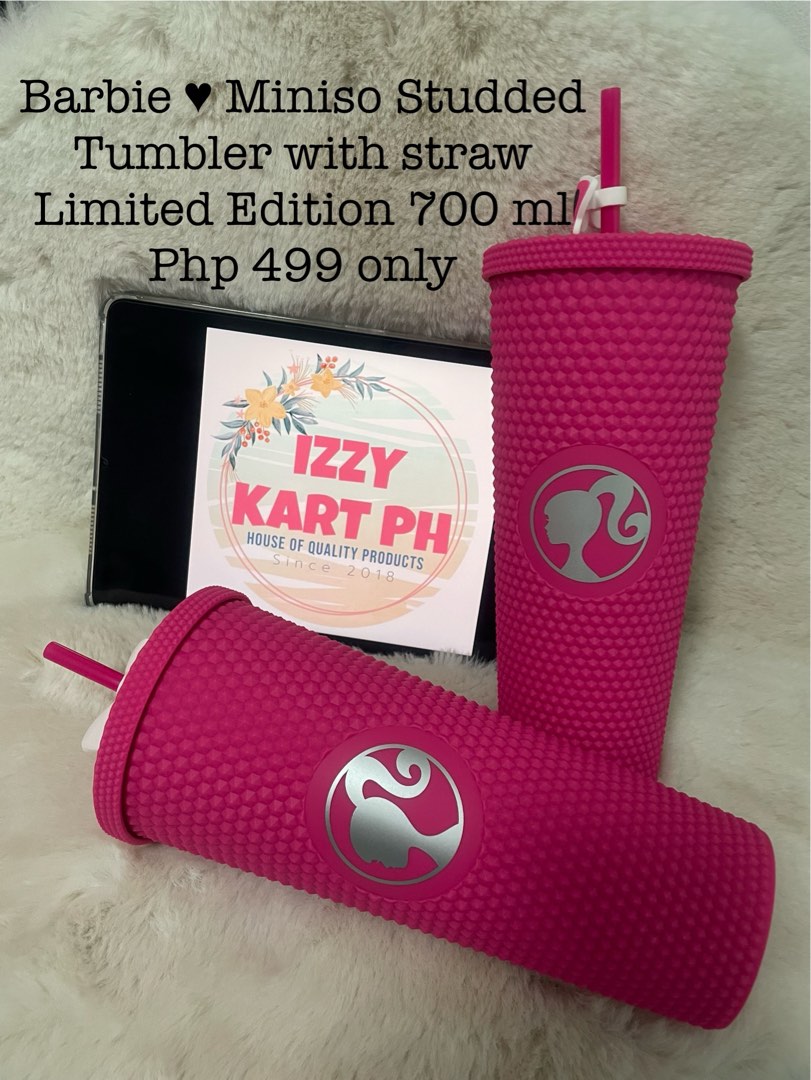 Miniso Barbie Studded Tumbler, Furniture & Home Living, Kitchenware ...