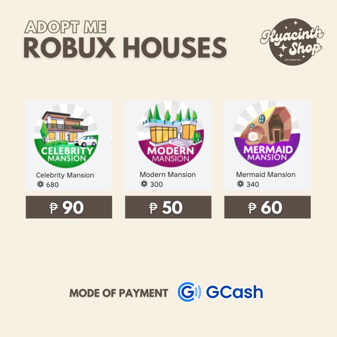 Robux Houses in Adopt Me (Mermaid Mansion, Celebrity Mansion, Modern ...