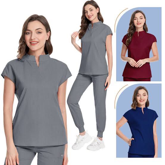 Scrub suit set Mandarin collar and jogger, Women's Fashion, Dresses ...