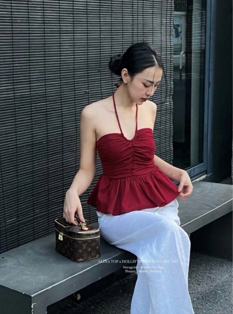 SHU SHI Alina Top - Ruffled Ao Dai (mainer Photo), Women's Fashion ...