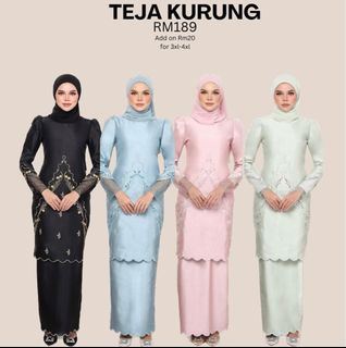 Hanna Powder Blue Boxy Kurung, Women's Fashion, Muslimah Fashion, Baju ...
