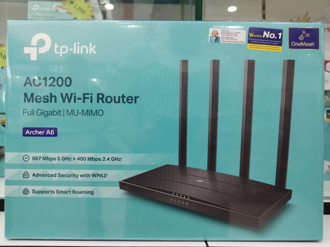 TP-Link Archer A6 AC1200 Wireless MU-MIMO Gigabit Router, TV & Home ...