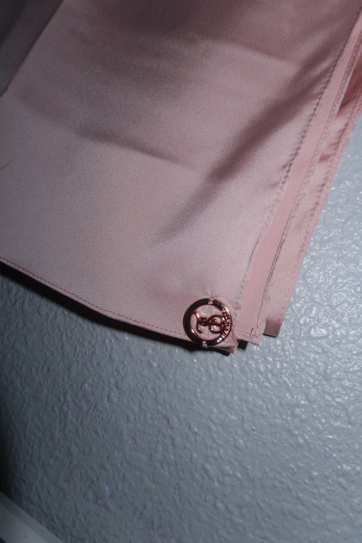 TS Habibti Thalia Satin Shawl in Peach Sakura, Women's Fashion, Muslimah Fashion, Hijabs on ...