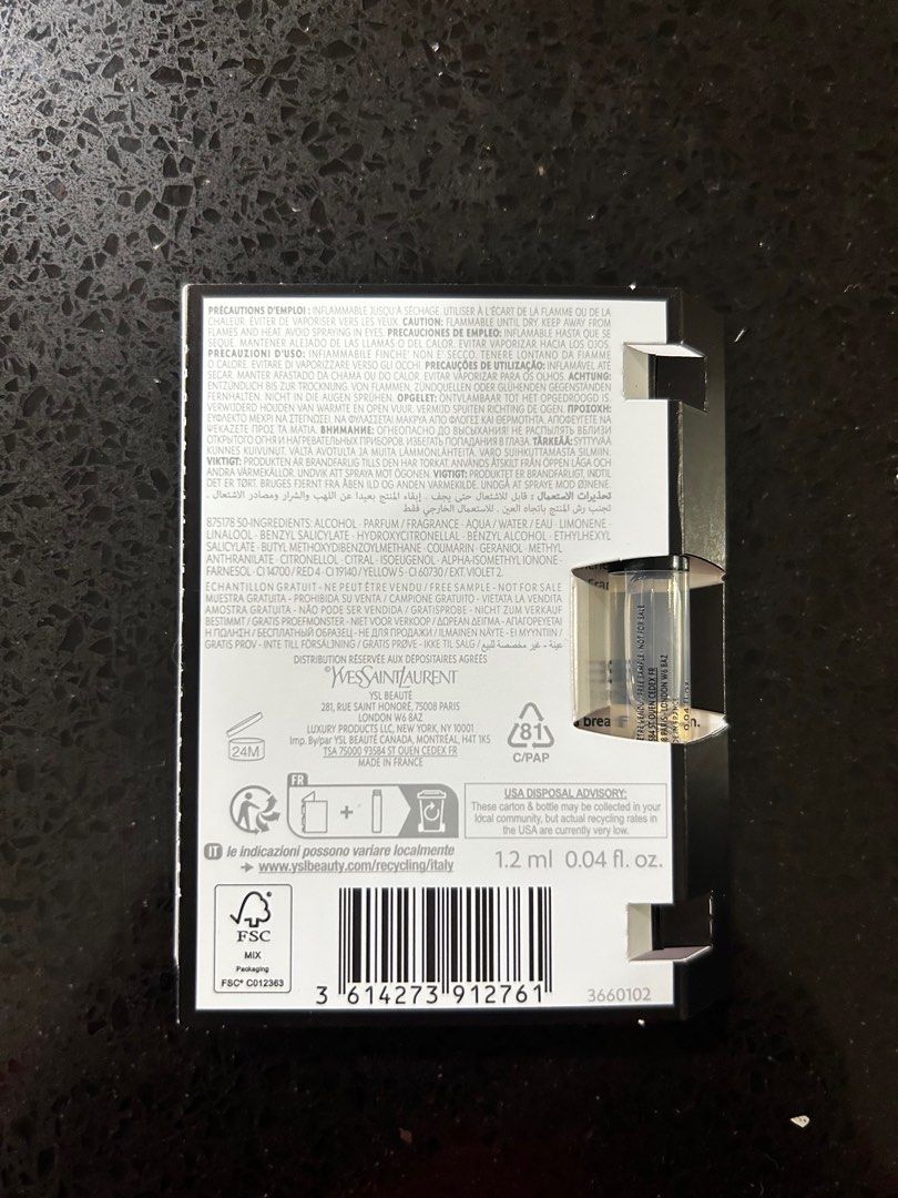 YSL Libre mens perfume (sample), Beauty & Personal Care, Fragrance ...