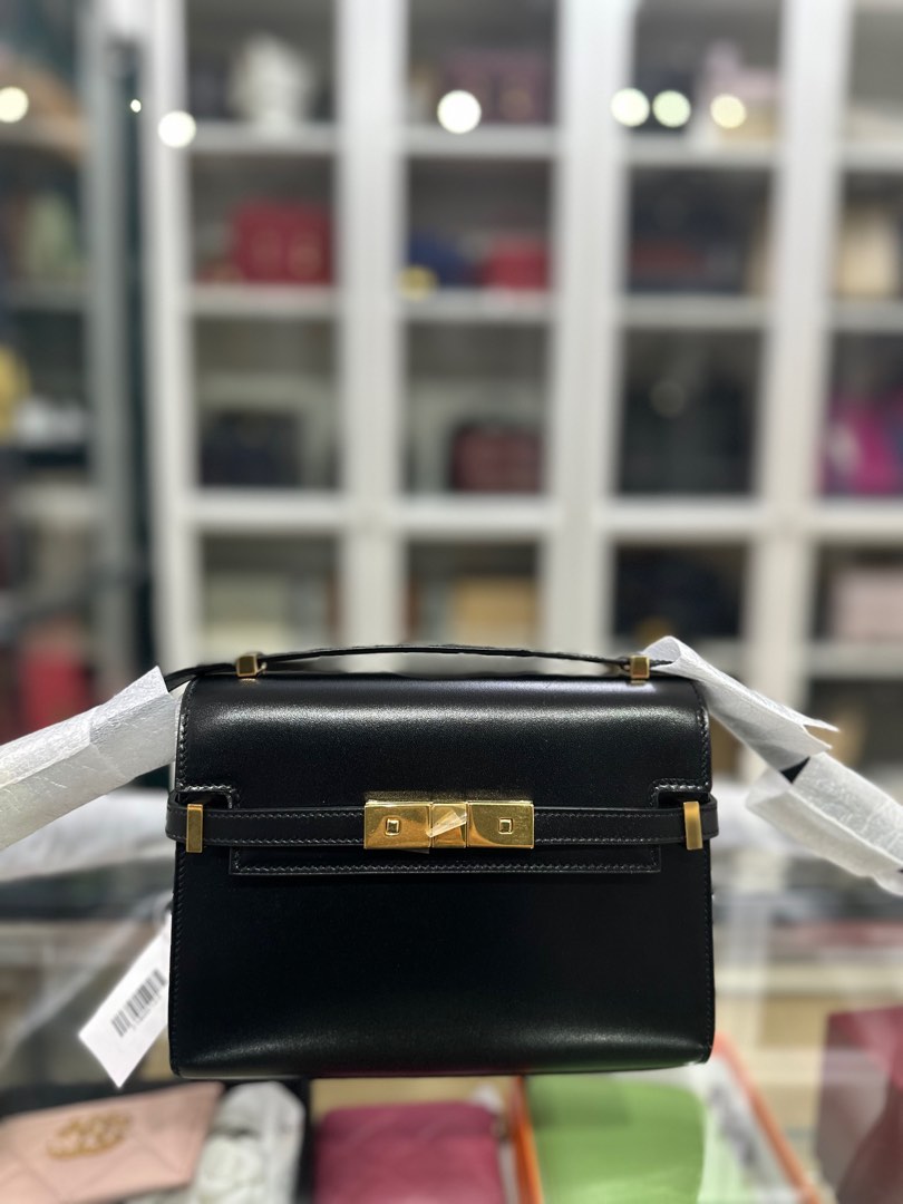 YSL Mini Manhattan Bag in Black Smooth Leather and Gold Hardware ...