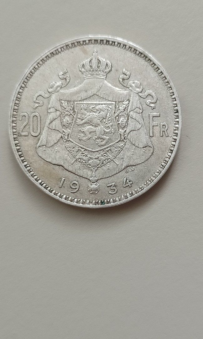 1934 Belgium 20 franc silver coin., Hobbies & Toys, Memorabilia ...