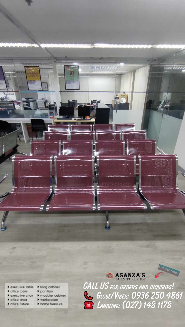 4-Seater Gang Chair (Chrome Series) Customize Color | Factory Price ...