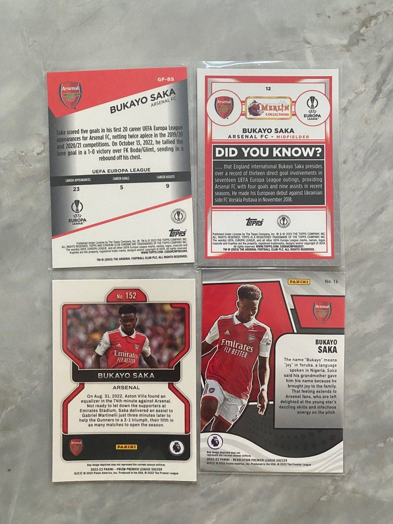 Bukayo Saka Refractor Arsenal Football Soccer Card Lot, Hobbies & Toys ...
