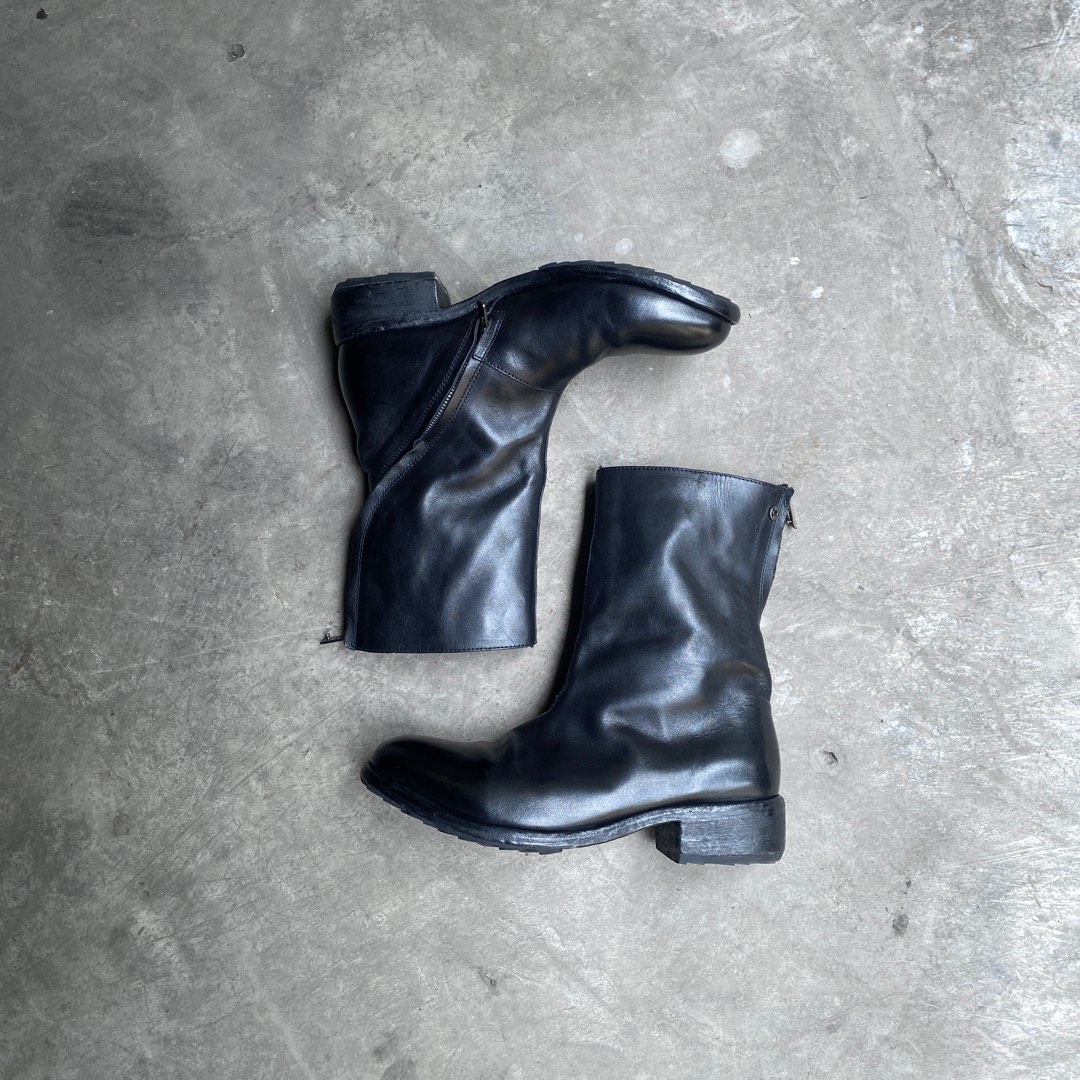 CCP Tornado Black Leather Spiral Zip Boots, Men's Fashion, Footwear ...