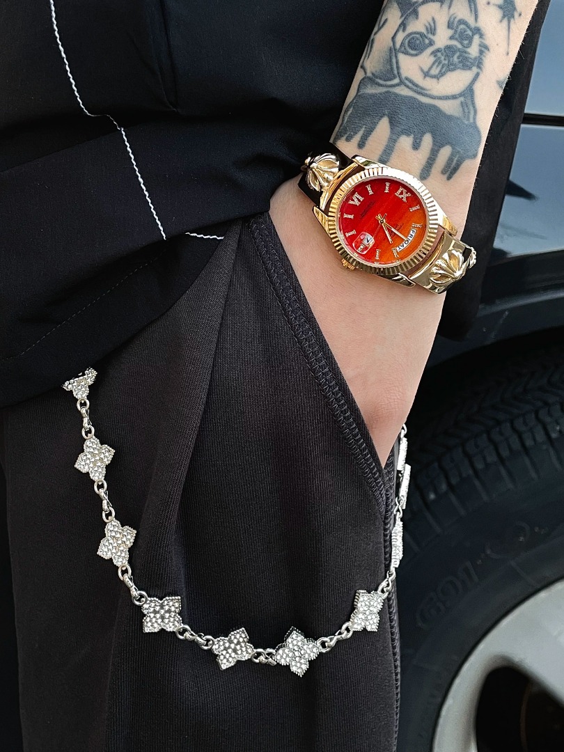 Chrome Hearts STYLE Watch Bracelet With 38mm Quartz Watch Face 鳶尾花錶鏈蠔式 ...