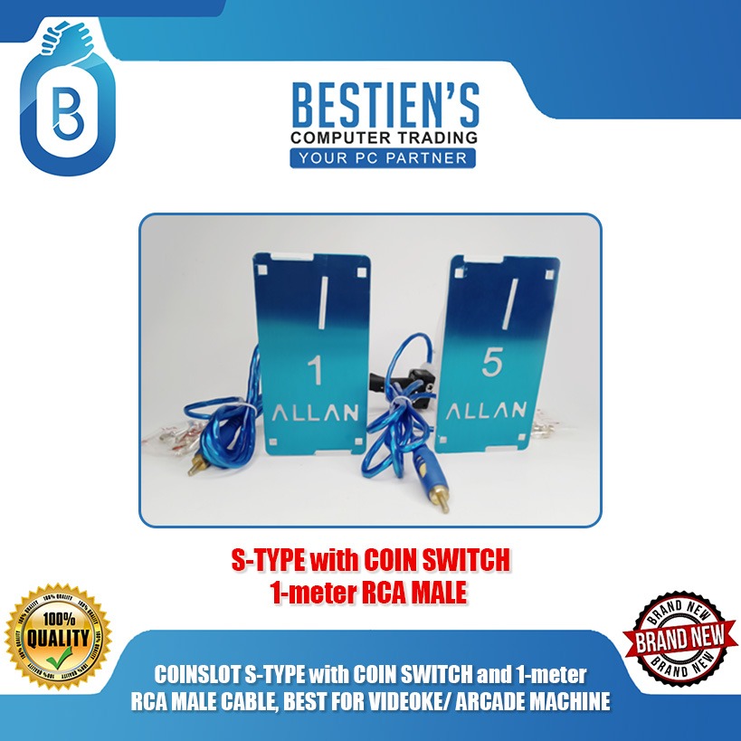 COINSLOT S-TYPE with COIN SWITCH and 1-meter RCA MALE CABLE, BEST FOR ...