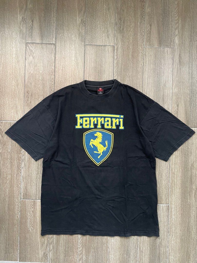Ferrari Blue Logo, Men's Fashion, Tops & Sets, Tshirts & Polo Shirts on ...
