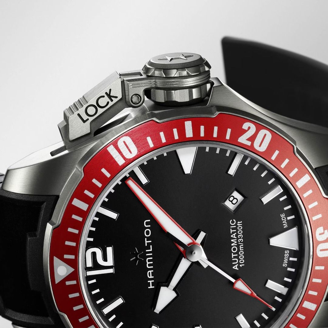Hamilton Khaki Navy Frogman Titanium Black Dial 1000m Divers Automatic ...