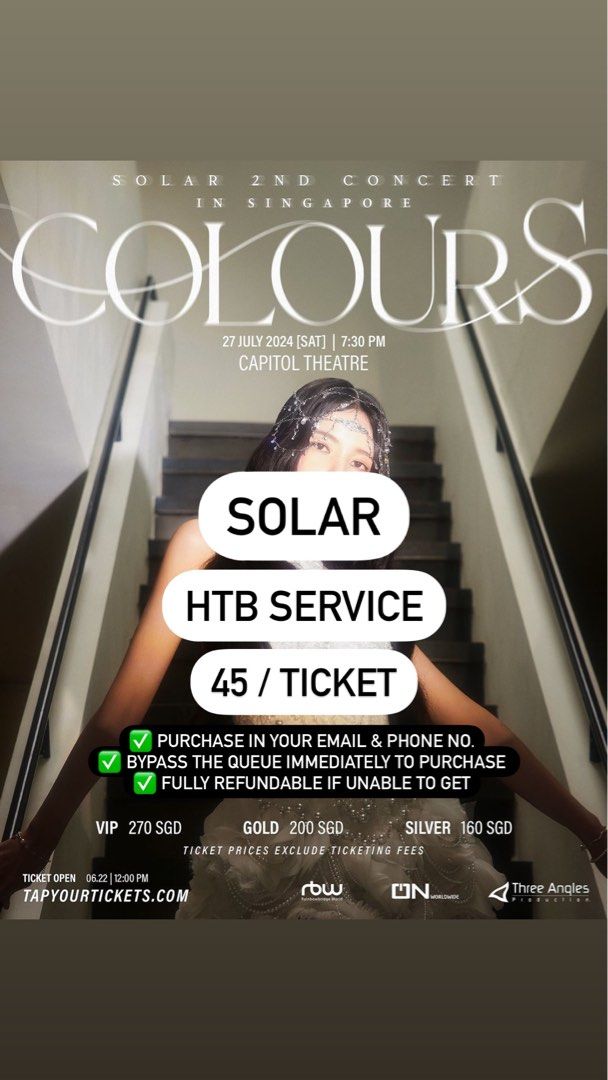[HTB] SOLAR 2ND TOUR IN SINGAPORE CONCERT TICKETS HELP TO BUY AND QUEUE SERVICE, Lifestyle ...