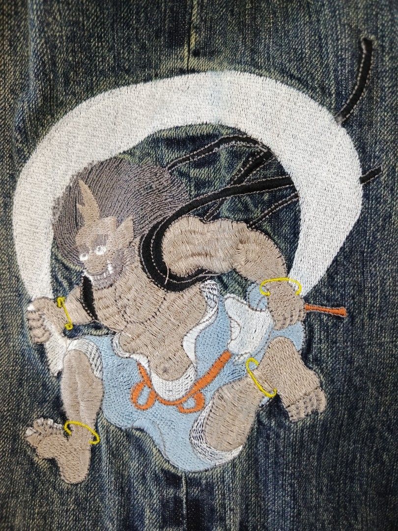 Japanese Goblin Embroidery Style Karakuri Tamashi Jeans, Women's ...