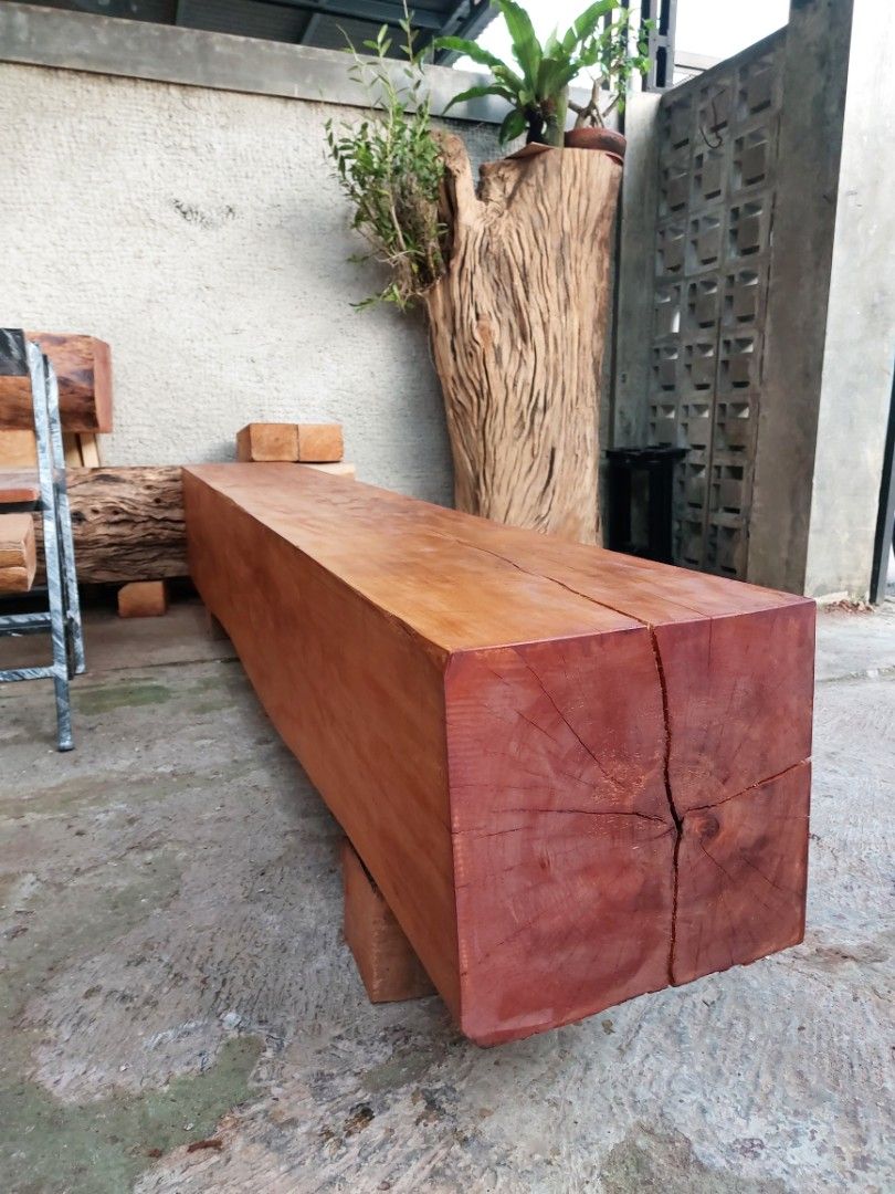 Kursi Cafe bangku bench balok kayu, Antik, Furnitur di Carousell