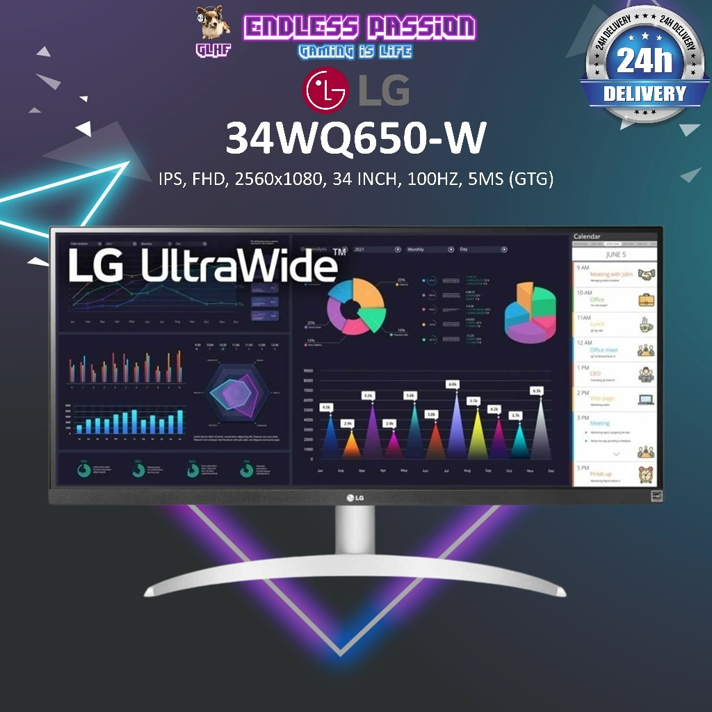 LG 34WQ650-W — 34" Ultra Wide FHD IPS Display Gaming Monitor, Computers ...