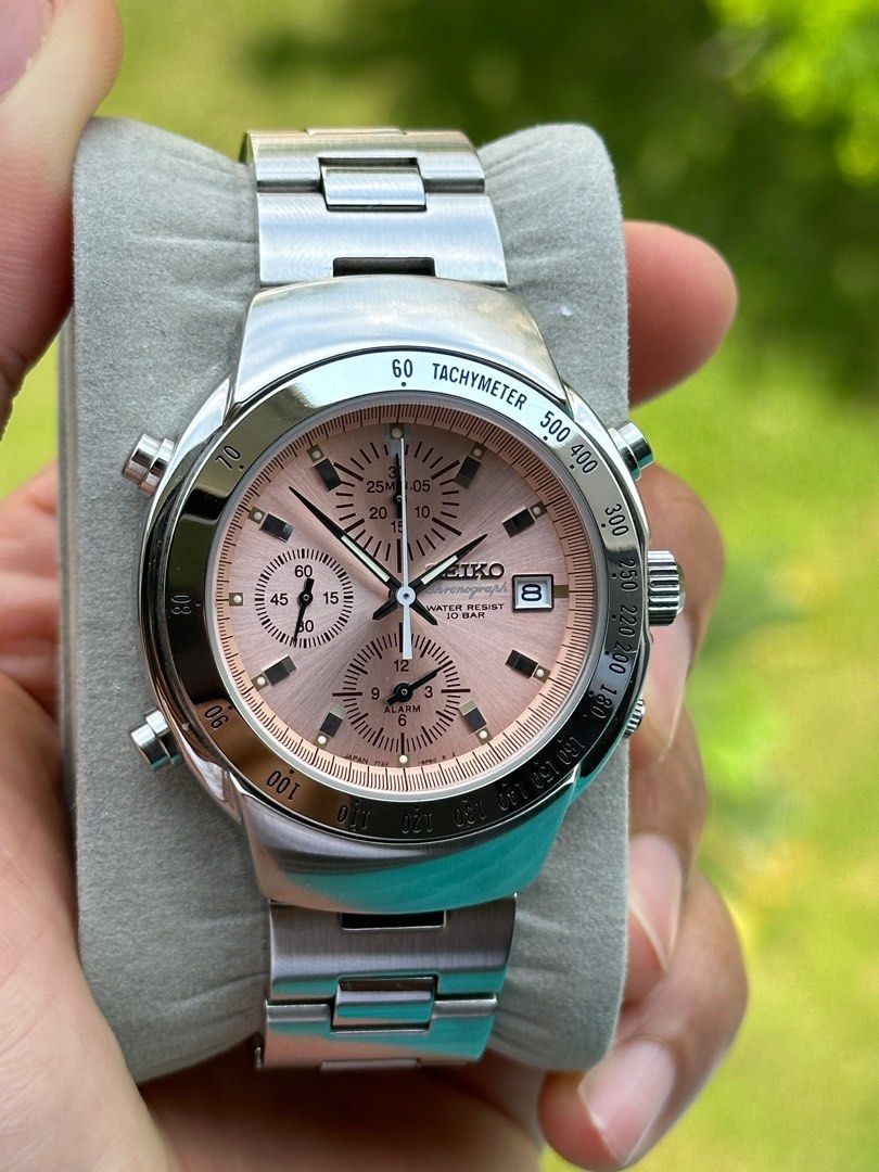 Seiko chrono pink salmon dail (rare), Men's Fashion, Watches ...