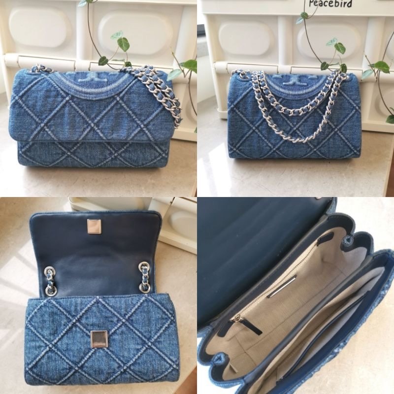 TB Fleming Soft Denim Convertible Shoulder Bag, Women's Fashion, Bags ...