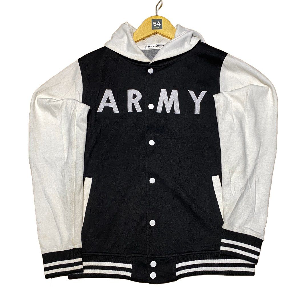 VARSITY JACKET | ARMY | APACHE VINTAGE, Fesyen Pria, Pakaian , Atasan ...