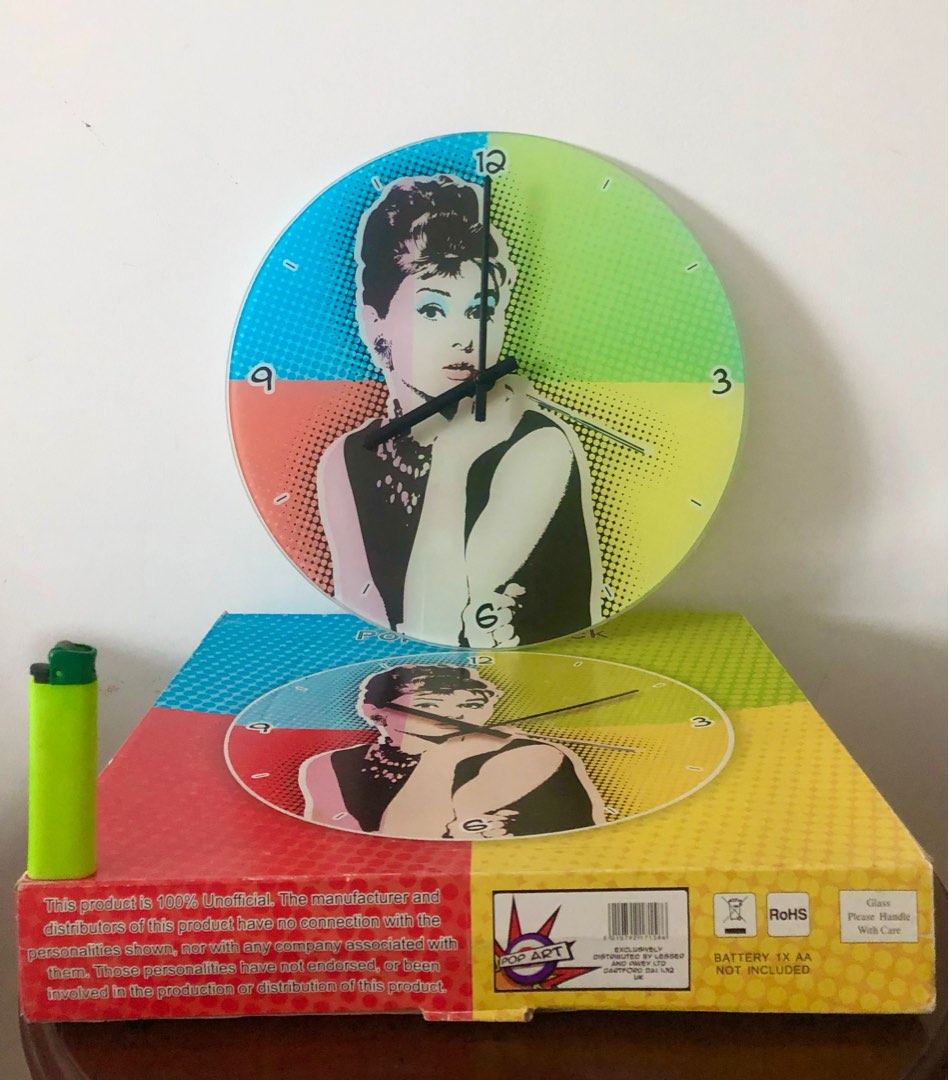 Vintage Limited Edition Audrey Hepburn glass wall clock, Hobbies & Toys ...