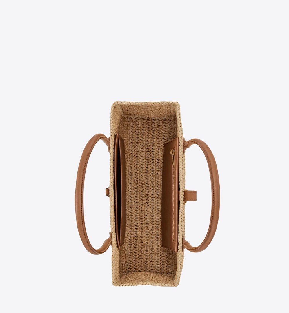 日本代購 有單 YSL PANIER RECTANGLE IN RAFFIA AND LEATHER 電腦袋 藤籃袋 夏天 袋, 名牌, 手袋 ...