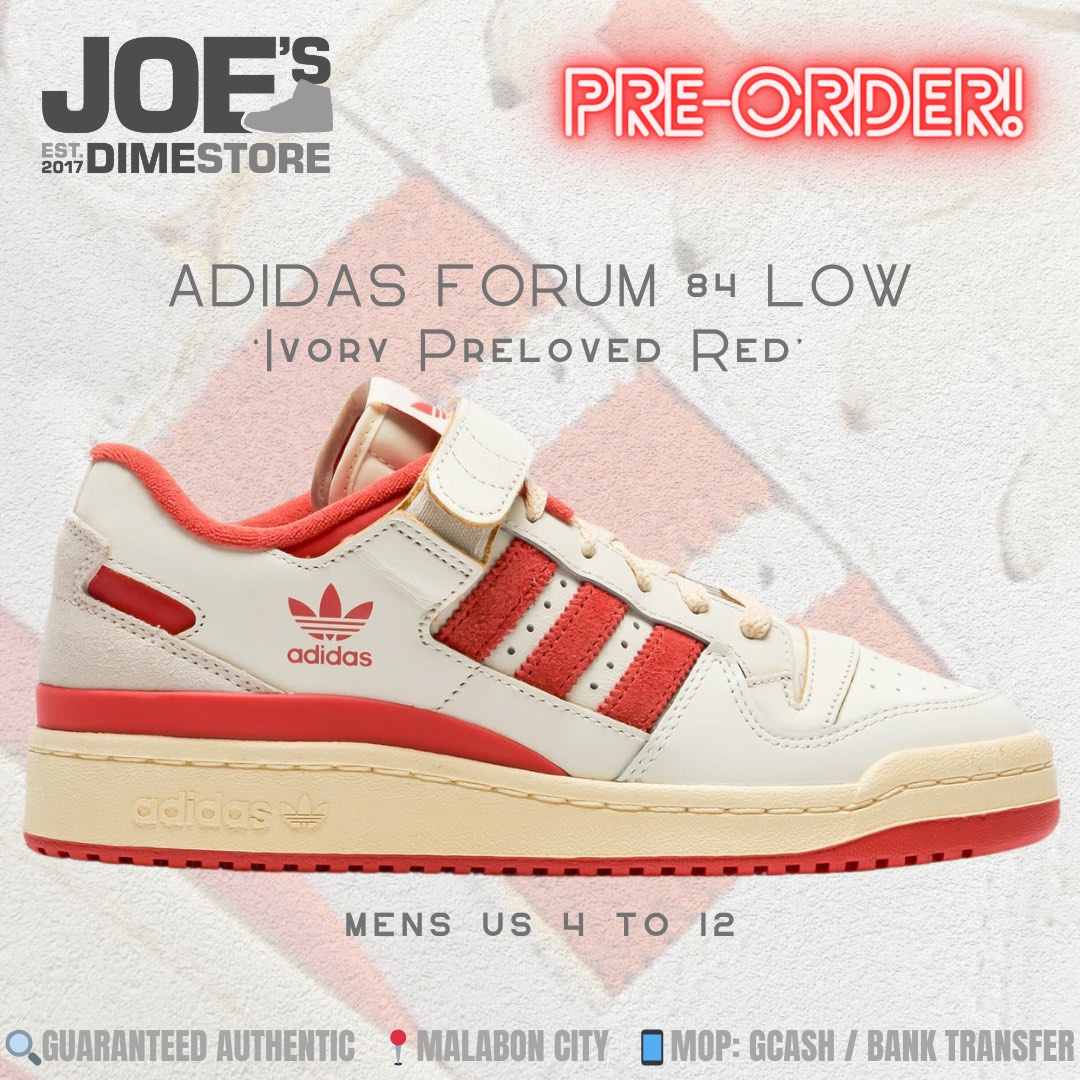 Adidas Forum 84 Low Ivory Preloved Red, Men's Fashion, Footwear ...