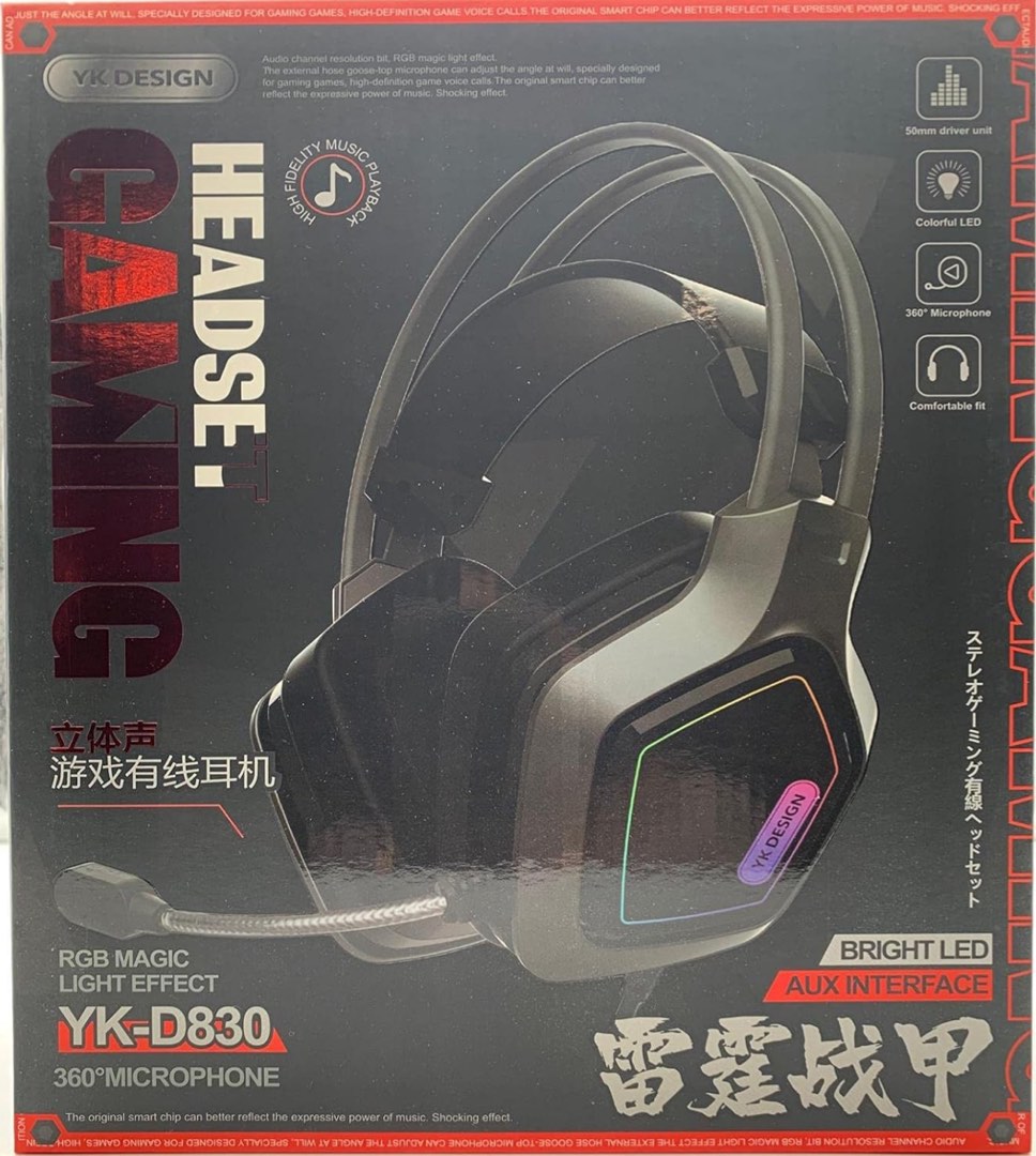 BRAND NEW YK DESIGN Gaming Headset headphones with microphone YK-D830 ...