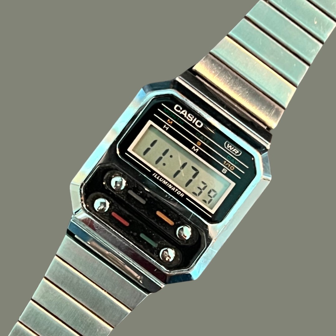 Casio A100WE-1ADF Digital Watch (Stainless Steel Strap), Men's Fashion ...