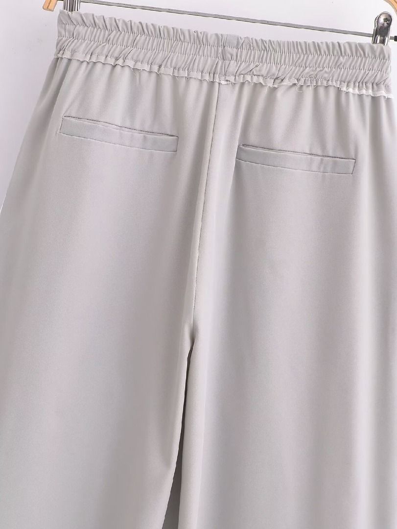 Celana Panjang Wanita Polos Warna Abu Gray Wide Leg Korean Loose Pants ...