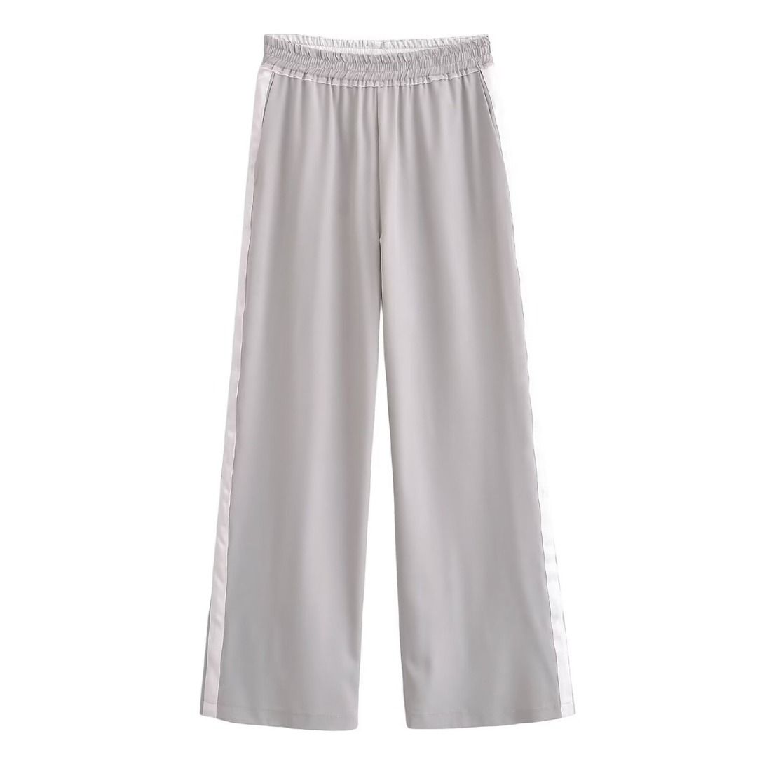 Celana Panjang Wanita Polos Warna Abu Gray Wide Leg Korean Loose Pants ...