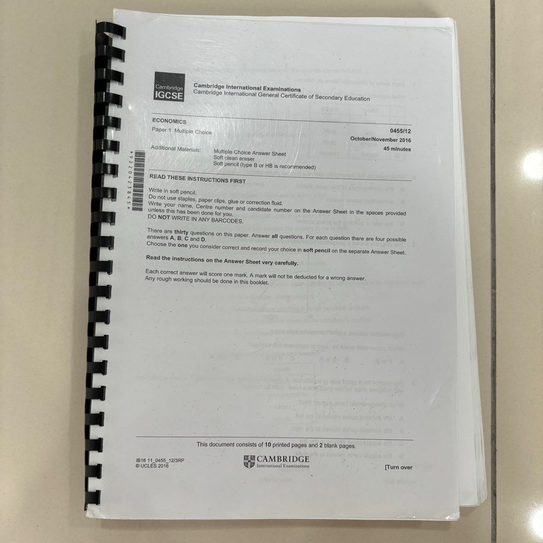 IGCSE Economics Paper 1 Past Papers, Hobbies & Toys, Books & Magazines ...