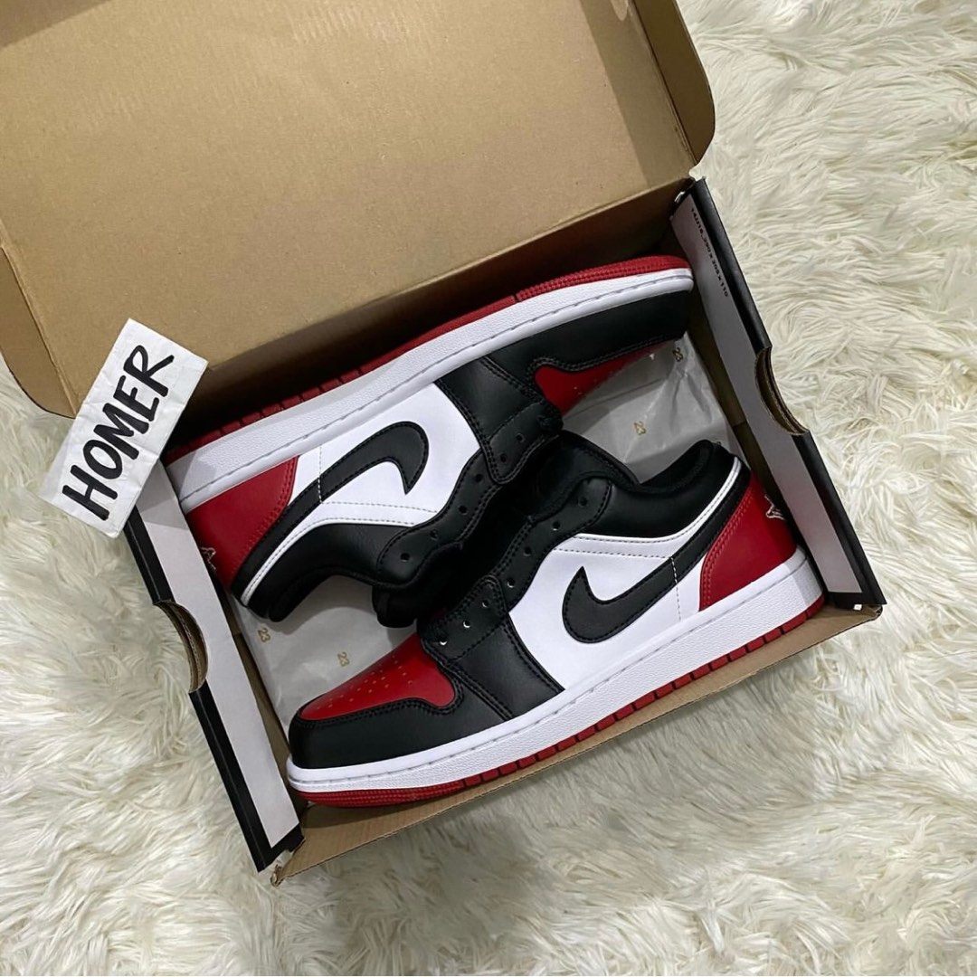 Jordan 1 Low Bred Toe v2, Men's Fashion, Footwear, Sneakers on Carousell