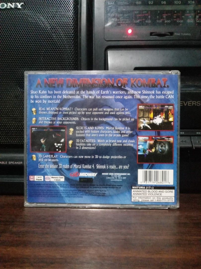 Kaset / compact disk PlayStation 1 original , MORTAL KOMBAT 4 ( 1 CD )koleksi game vintage jadul ...