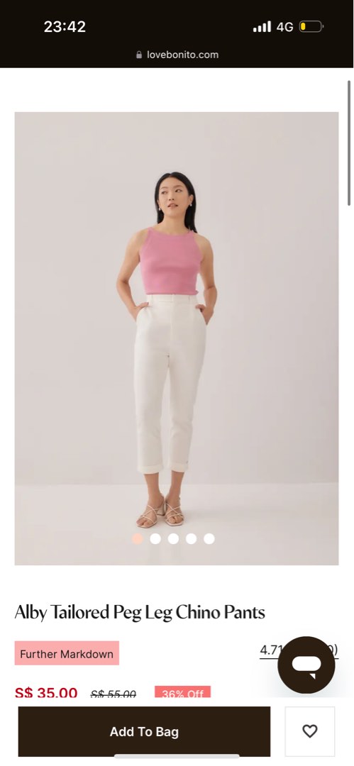 Love Bonito Alby Tailored Peg Leg Chino Pants, Women's Fashion, Bottoms ...