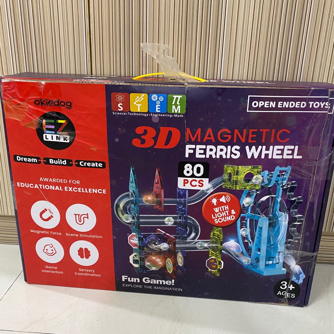 Mainan edukasi okiedog EZlink 3D magnetic ferris wheel 80 pcs mainan ...